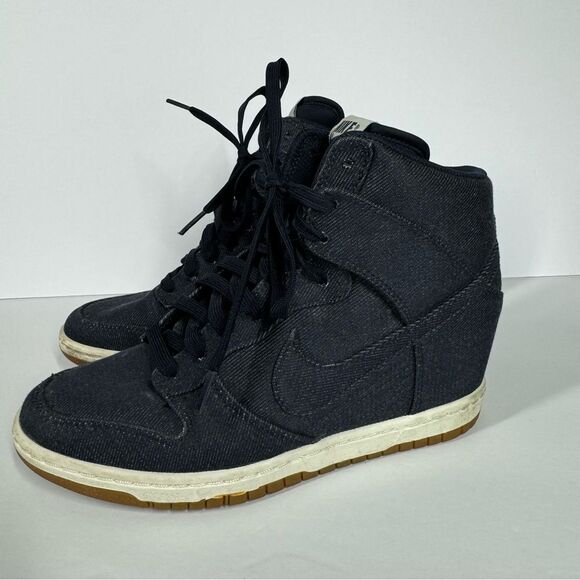Nike | Shoes | Nike Dunk Sky Hi Blue Denim Jean Hidden Wedge Sneaker ...